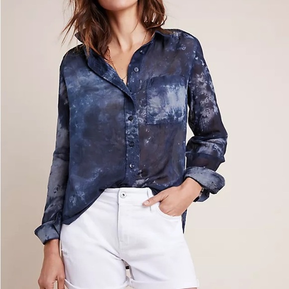 Pilcro | Tops | Pilcro By Anthropologie The Cate Classic Blue Tie Dye ...